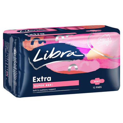 Libra Extra Pads Super with Wings 12 Pack – Direct Chemist Outlet Online